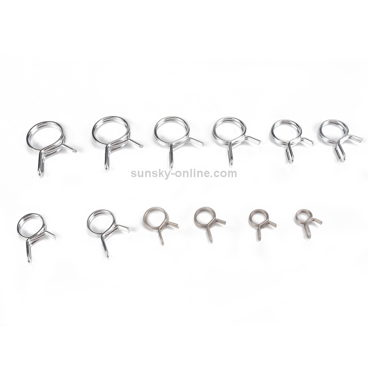250 PCS Double Wire Spring Tube Clamp Water Pipe Clamps, Size: 5-14mm