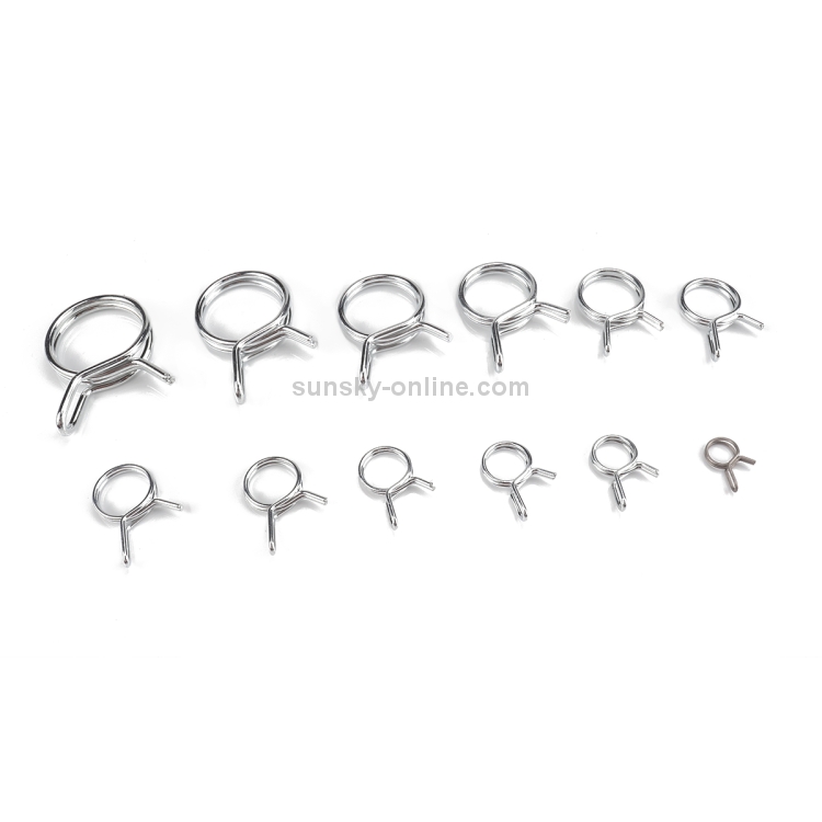100 PCS Double Wire Spring Tube Clamp Water Pipe Clamps, Size: 7-24mm