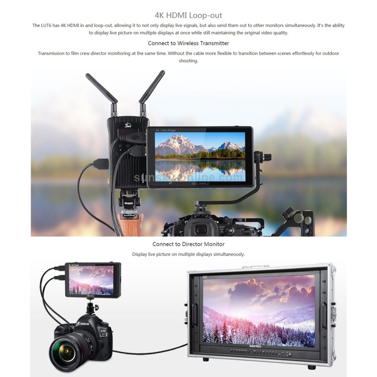 FEELWORLD LUT6 1920x1080 2600 nits 6 inch IPS Screen HDMI 4K Touch ...