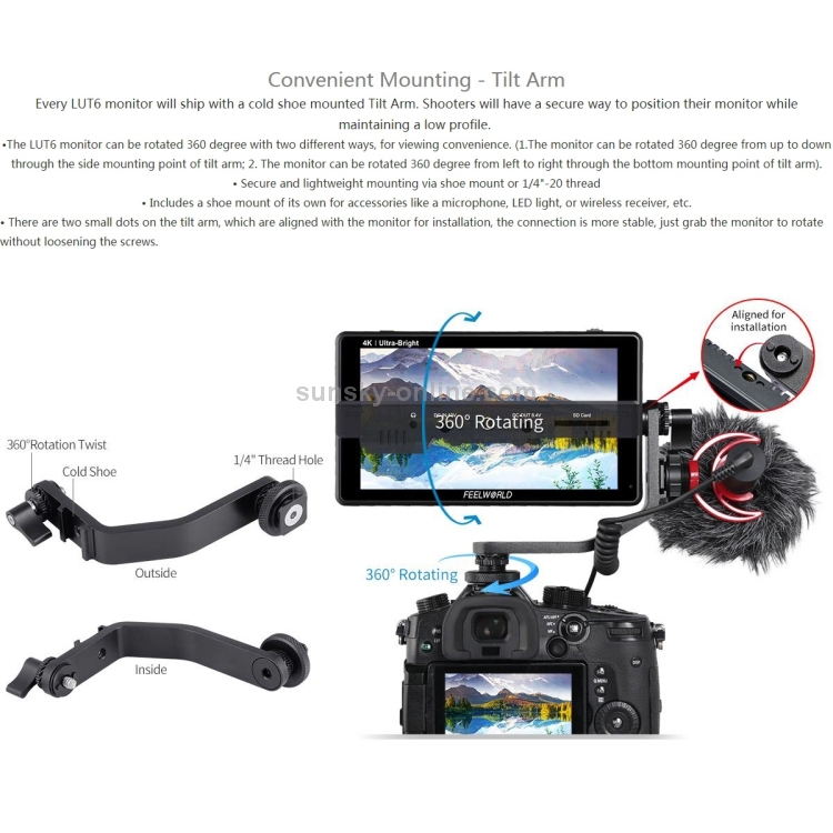 FEELWORLD LUT6 1920x1080 2600 nits 6 inch IPS Screen HDMI 4K Touch ...