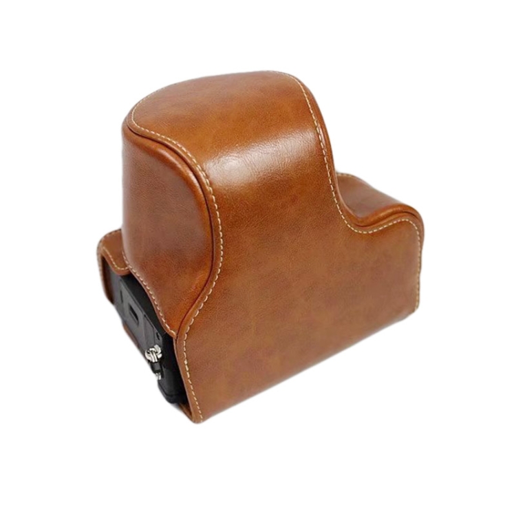 Sony LCE-7C / 알파 7C / A7C 28-60mm / 40.5mm 렌즈 (브라운) 용 전신 카메라 PU 가죽 케이스 가방