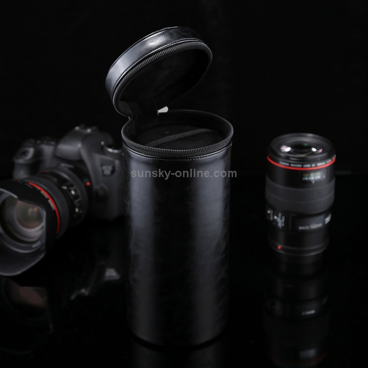 Extra Large Lens Case Zippered PU Leather Pouch Box for DSLR Camera ...