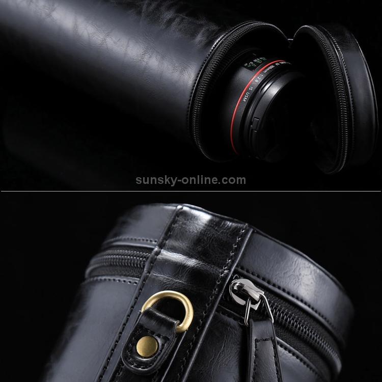 Extra Large Lens Case Zippered PU Leather Pouch Box for DSLR Camera ...