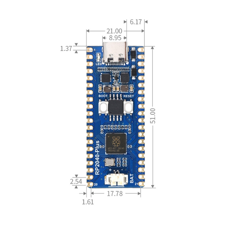 Waveshare Rp2040 Plus Pico Like Mcu Board Based On Raspberry Pi Mcu