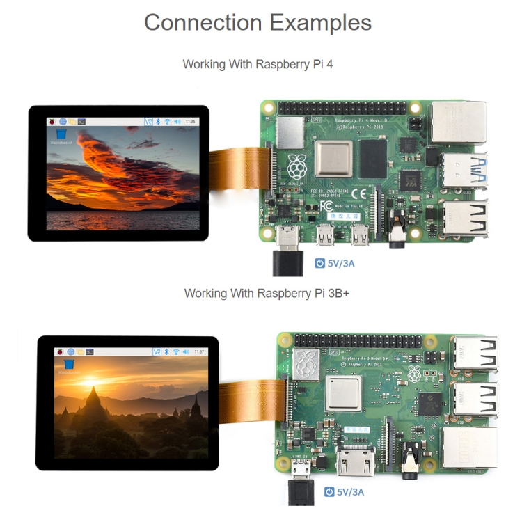 Raspberry Pi 480 X 640 Dsi Ips 완전 적층 화면용 Waveshare 28인치 정전식 터치 디스플레이