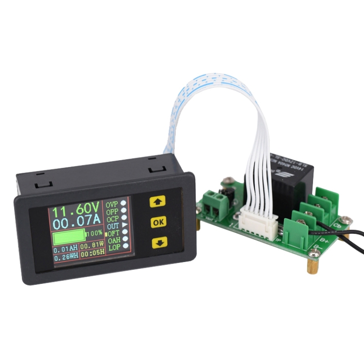 90V 20A Color Dual-Display Voltage Current Meter Charge Discharge ...