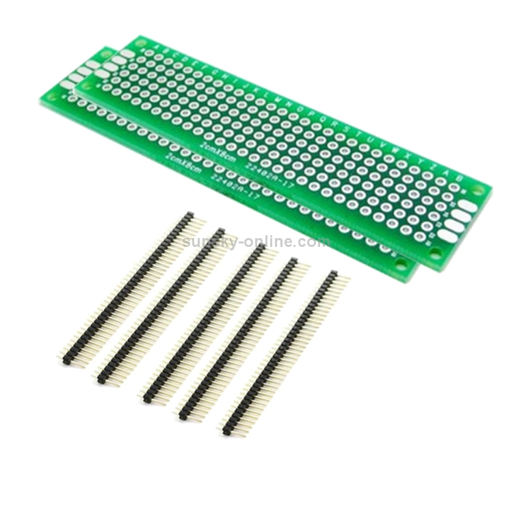 7 in 1 20 x 80mm Double Sided Printed Circuit Board with 40 Pin Header ...