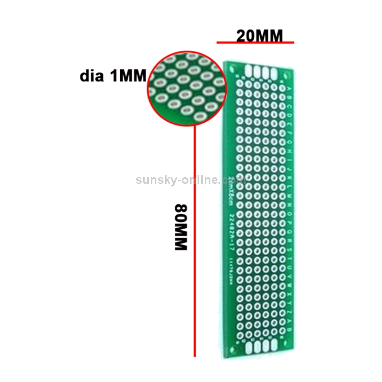 7 in 1 20 x 80mm Double Sided Printed Circuit Board with 40 Pin Header ...