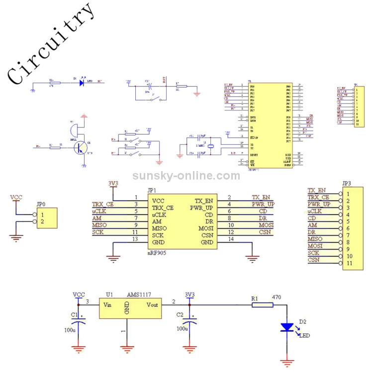 Ams1117이있는 14 핀 Nrf905 무선 모듈 33v 안정적인 칩 소켓 어댑터 플레이트 보드 변환기 Arduino 용 Diy 블루