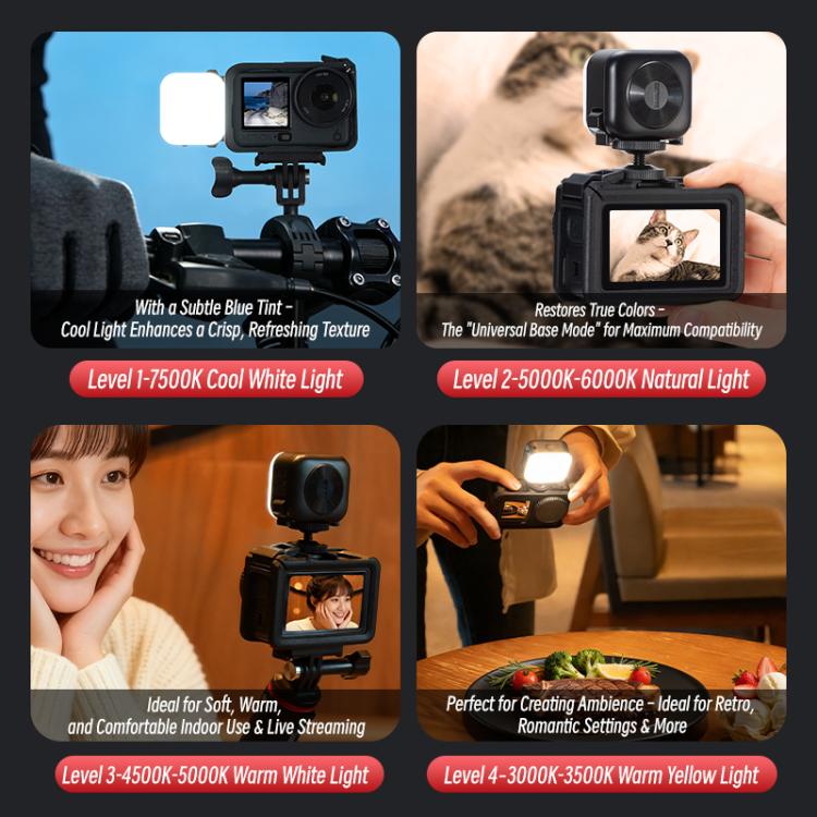 For DJI Osmo Action 6 / 5 Pro / 4 / 3 STARTRC Small Cube Fill Light(Black)