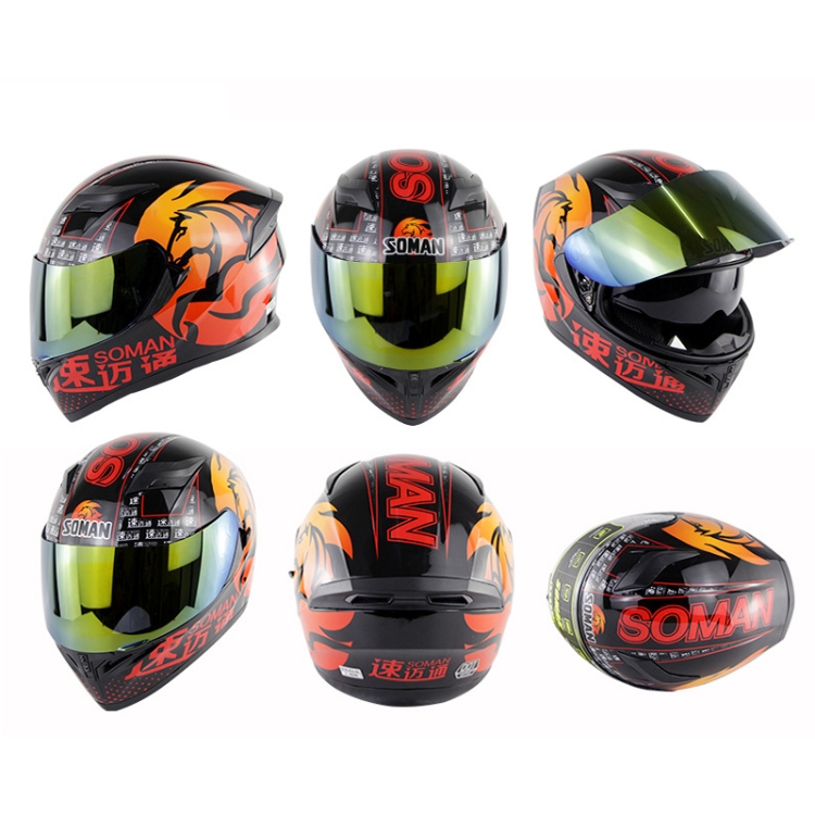 Soman SM-960 Motorcycle Electromobile Full Face Helmet Double Lens ...