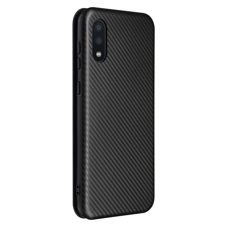 For Samsung Galaxy A02 / M02 Carbon Fiber Texture Horizontal Flip TPU ...