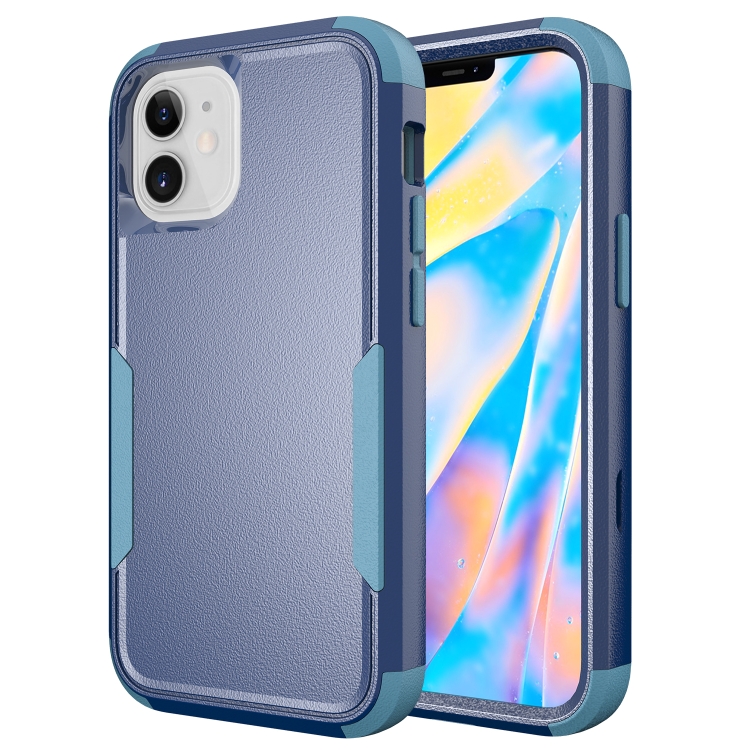 iPhone 12 mini TPU + PC용 충격 방지 보호 케이스(로열 블루 + 그레이 그린)