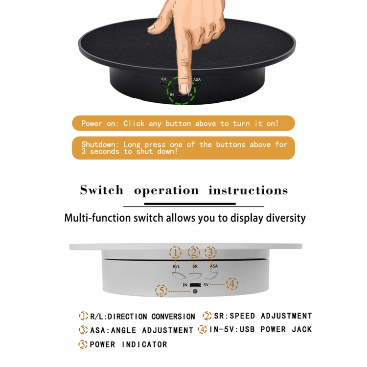 20cm USB Electric Rotating Turntable Display Stand Video Shooting Props ...