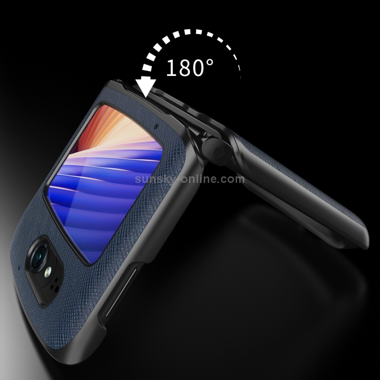 Para Motorola Razr 5G Textura de cuero + PC Caja plegable de cobertura ...