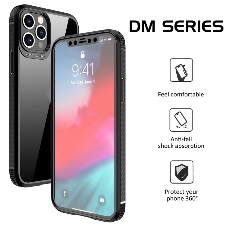 iPhone 12 Pro Max iPAKY MG 시리즈 탄소 섬유 질감 충격 방지 TPU + 투명 PC 케이스(흰색)