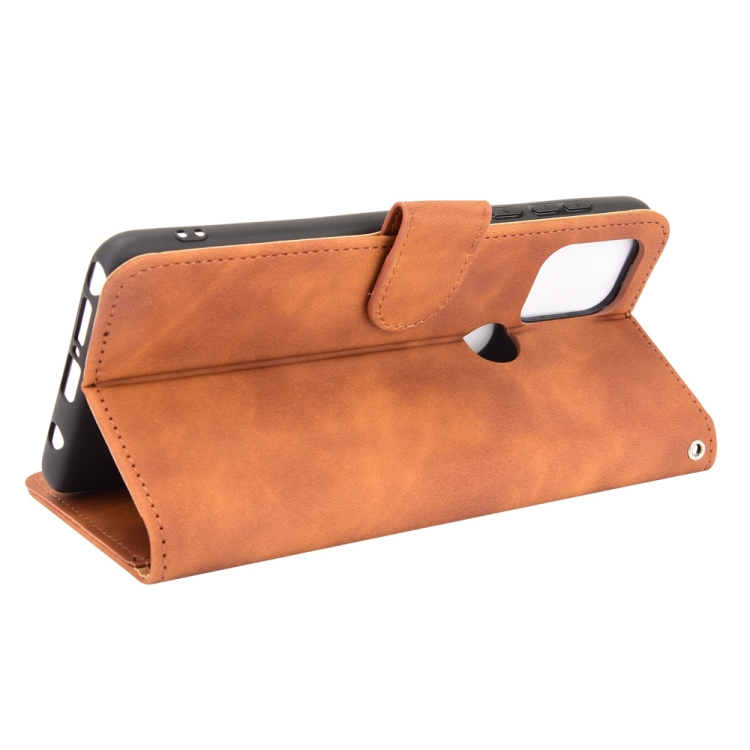 모토로라 모토 G 스타일러스 5g 솔리드 컬러 스킨 느낌 자기 버클 수평 플립 송아지 질감 Pu 가죽 케이스 홀더 및 카드 슬롯 및 지갑 브라운