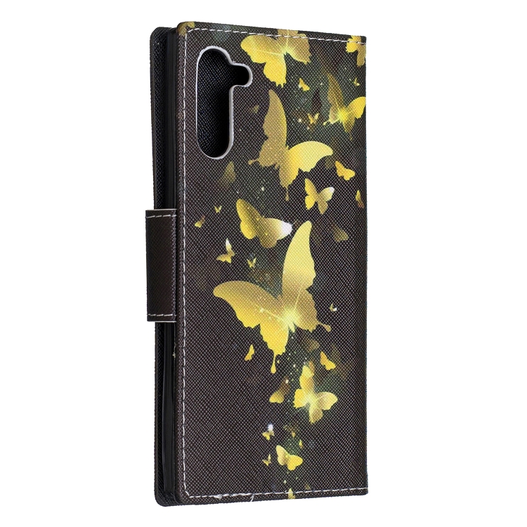 삼성 갤럭시 노트 10 색 드로잉 패턴 크로스 텍스처 수평 플립 Pu 가죽 케이스 홀더 및 카드 슬롯 및 지갑 나비의 무리