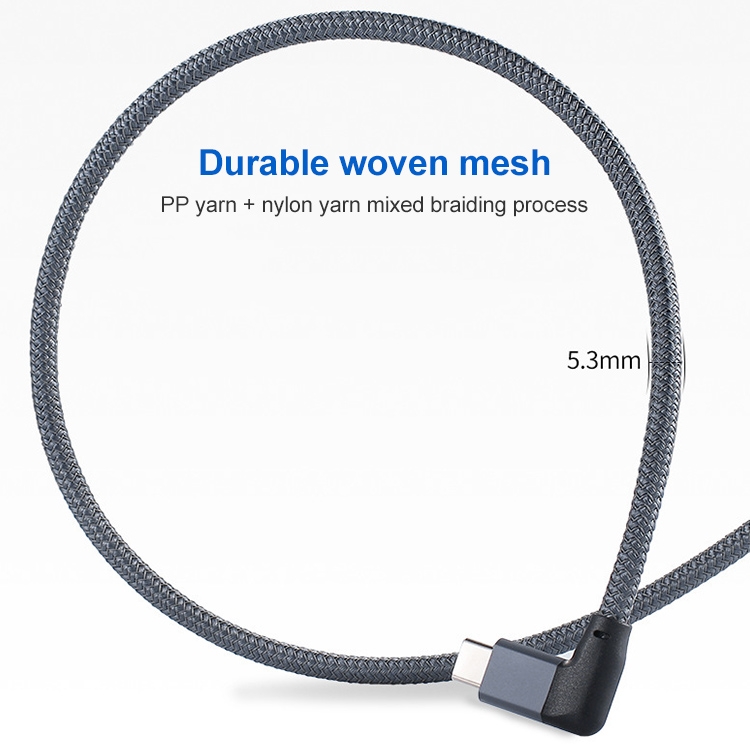 100W USB-C / Type-C Elbow to USB-C / Type-C Male Full-function Data Cable with E-mark, Cable ...