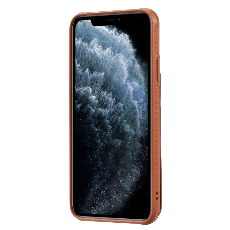 Iphone 11 Pro Max 세로형 플립 지갑용 충격 방지 백 커버 홀더 및 카드 슬롯이 있는 보호 케이스 및 끈 및 사진 프레임커피