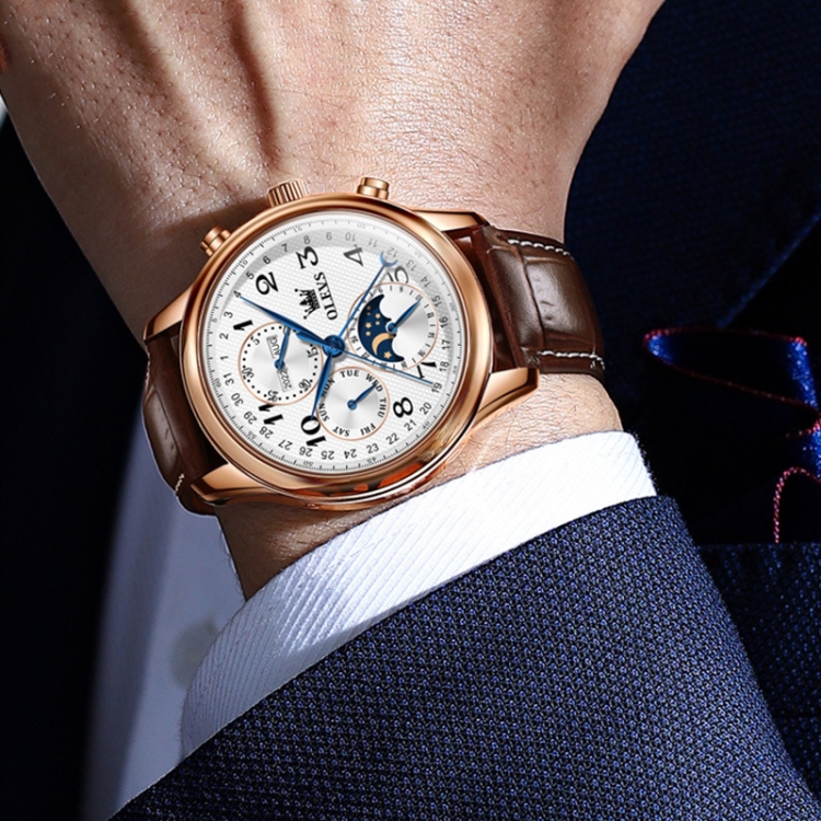 OLEVS 6667 Multifunction Waterproof Luminous Mechanical Men Watch(Steel ...