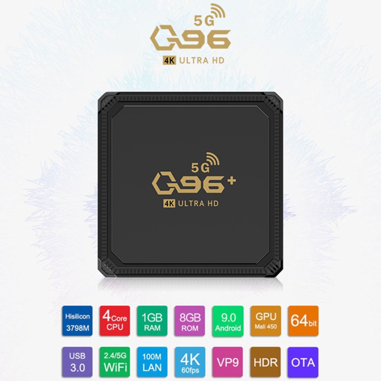 Q96+ 4K Ultra HD Smart TV Box, Android 9.0, HISILICON HI3798M Quad Core ...