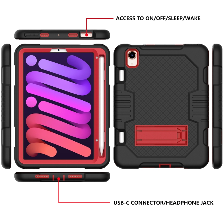 สำหรับ iPad mini 6 Contrast Color Robot ซิลิโคนกันกระแทก + เคสแท็บเล็ต ...