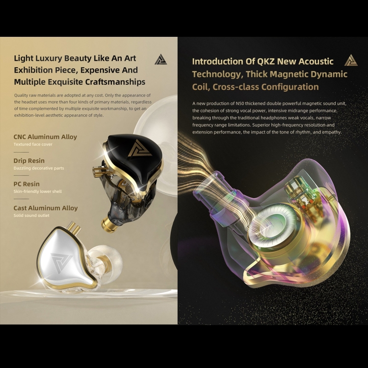 QKZ ZXD Sports In-ear Dynamic Wired HIFI Bass Stereo Sound Earphone ...