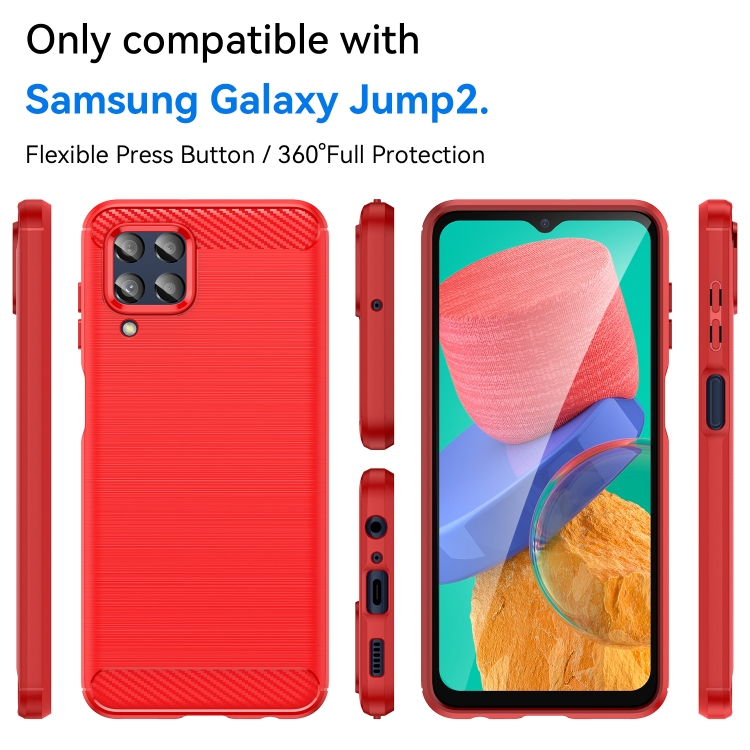 Samsung Galaxy Jump2 브러시 텍스처 탄소 섬유 TPU 전화 케이스(빨간색)