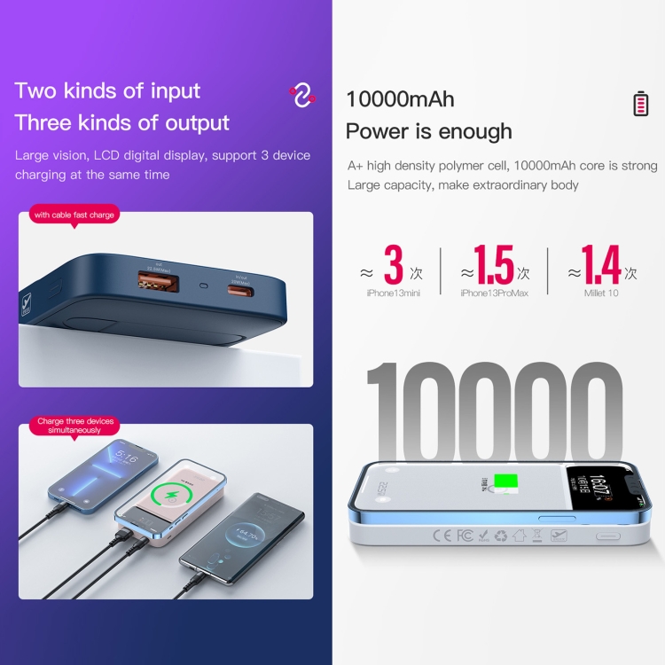 TOTU CPBW-010 Thunder Series II 10000mAh Magnetic Wireless Fast Charge ...