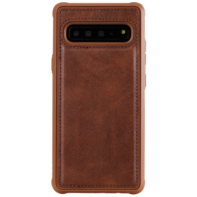 갤럭시 S10 5g 다기능 분리형 마그네틱 수평 플립 가죽 케이스 카드 슬롯 및 홀더 및 지갑 및 사진 프레임 커피