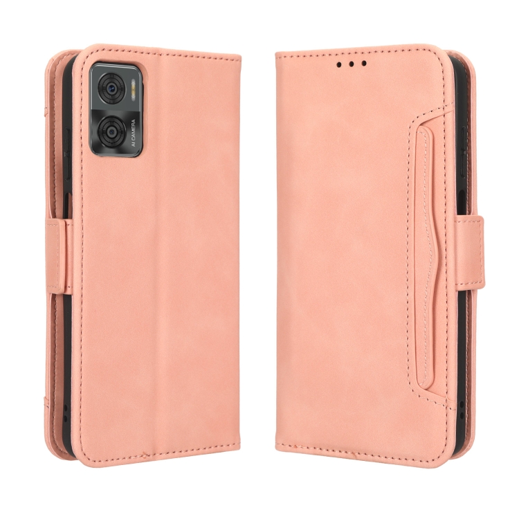 For Motorola Moto E22 / E22i Skin Feel Calf Texture Card Slots Leather ...