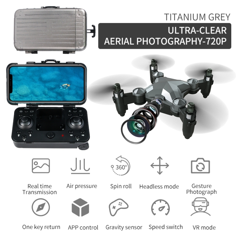 DH-120 Luggage Mini Folding Quadcopter RC Air Vehicle Drone, Specification:100W Camera(Titanium ...