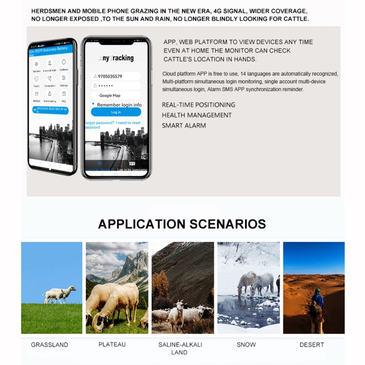 RF-V24 4G Solar GPS Tracking Locator Livestock Tracker with 4G Memory