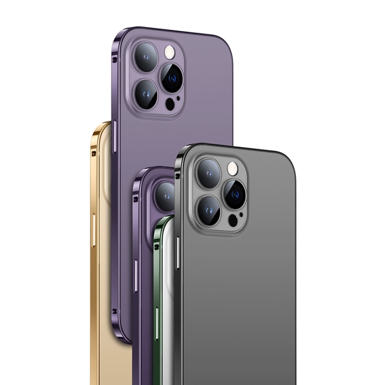 For iPhone 13 Pro 2 in 1 Metal Frame Frosted Phone Case with Lens Film ...