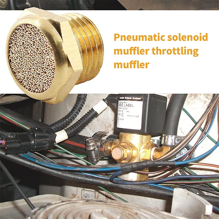 LAIZE 10pcs 모든 구리 평면 공압 머플러, 구경: 2 포인트