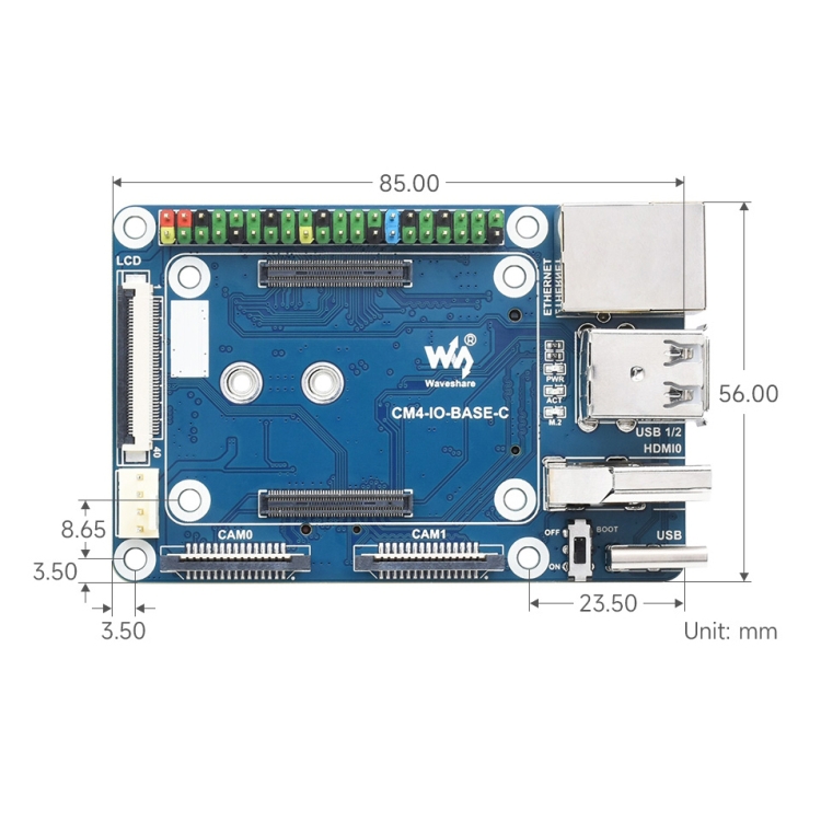 Waveshare Mini Base Board Designed for Raspberry Pi Compute Module 4