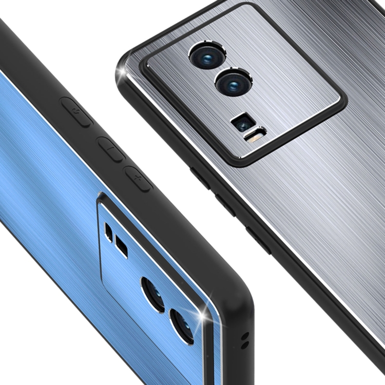 생체 내 iQOO Neo7 메탈 브러시 텍스처 충격 방지 전화 케이스(파란색)