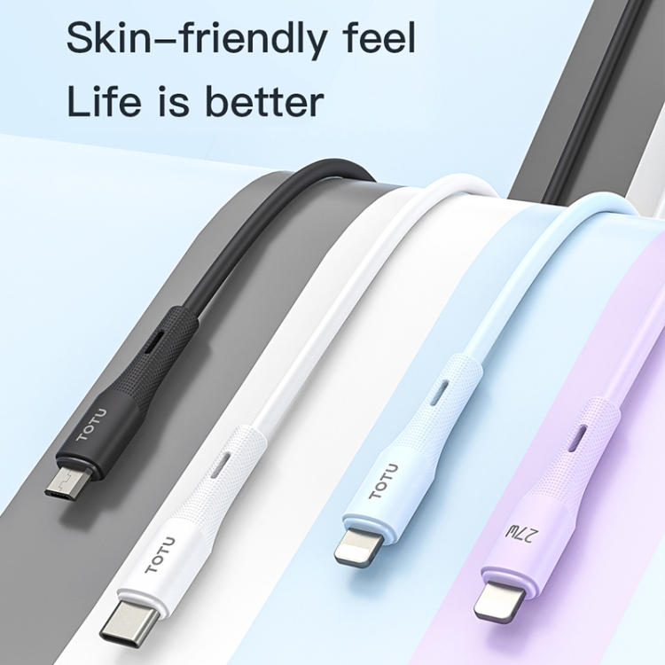 TOTU BPD-013 Skin Sense Series Type-C ถึง 8 พินซิลิโคนสายชาร์จข้อมูล ...