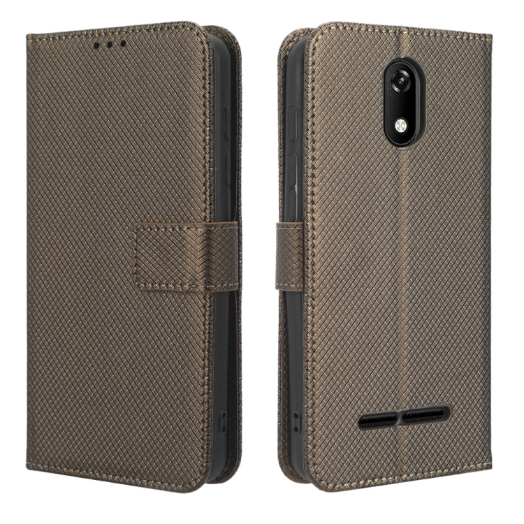 สำหรับ Unimax UMX U696CL เคสโทรศัพท์หนังเนื้อเพชร (สีน้ำตาล)