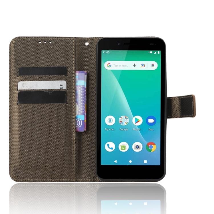 สำหรับ Unimax UMX U696CL เคสโทรศัพท์หนังเนื้อเพชร (สีน้ำตาล)