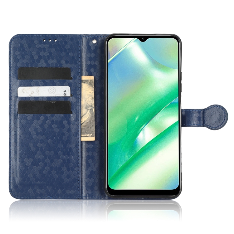 สำหรับ Realme C22 4G ซองโทรศัพท์หนังลายจุดรังผึ้ง (สีน้ำเงิน)