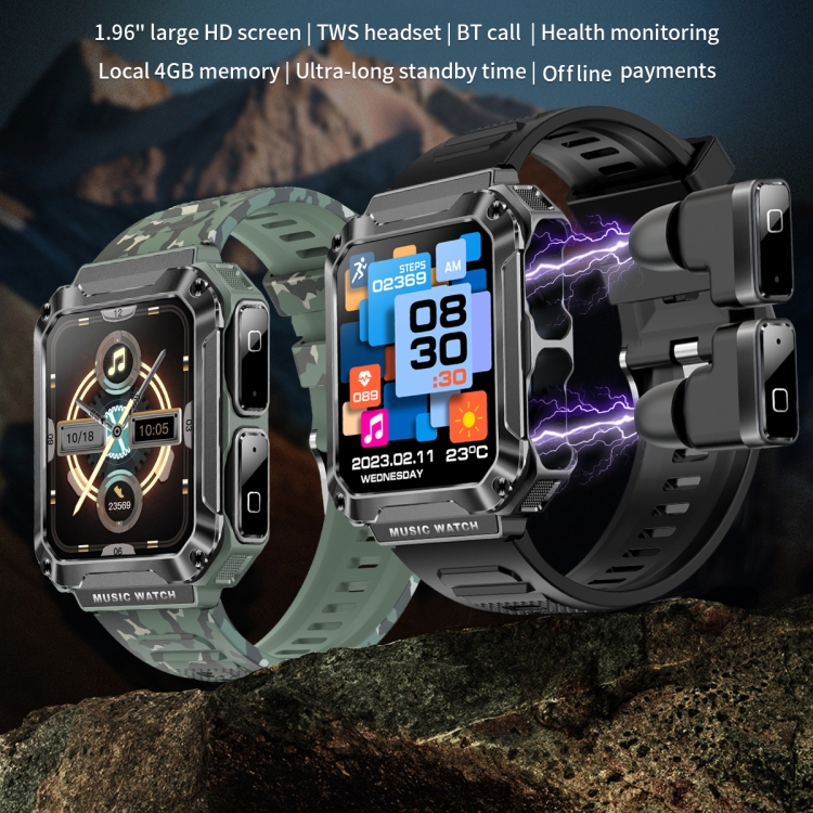 SUNSKY - ⁧OVISEN T93 1.96 inch IPS Screen 2 in 1 Bluetooth Headset ...