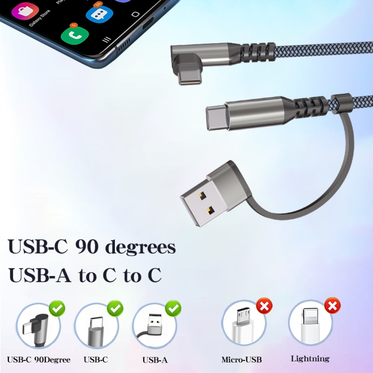 3m 20V 3A 480Mbps USB to USB-C / Type-C Fast Charging Data-sync Cable(Grey)