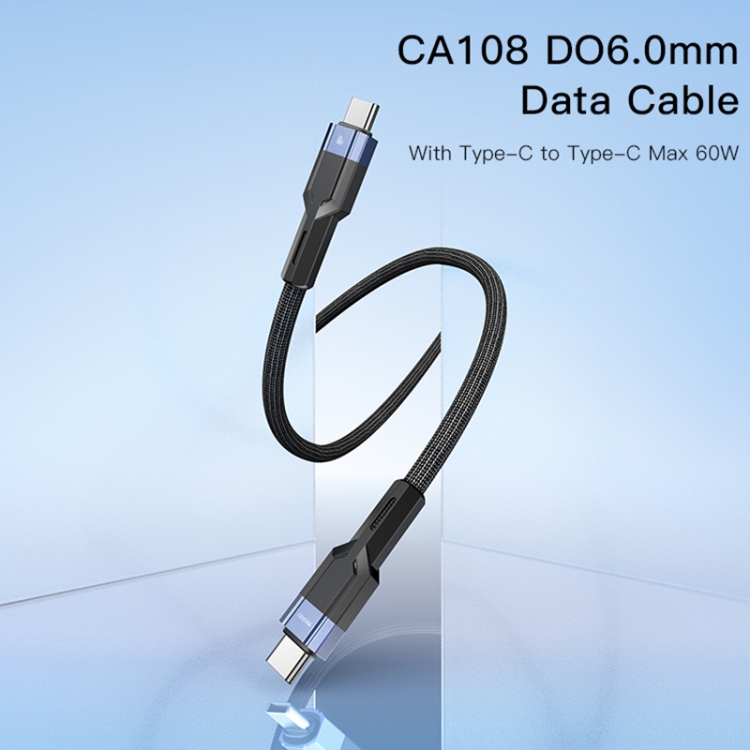 YESIDO CA108 1.2m 60W USB-C / Type-C to Type-C OD0.6 Charging Data ...