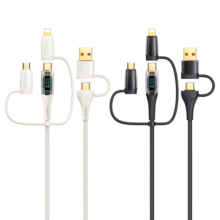 USAMS US-SJ616 PD 100W 6 in 1 Fast Charge Data Cable, Length: 1.2m(Black)