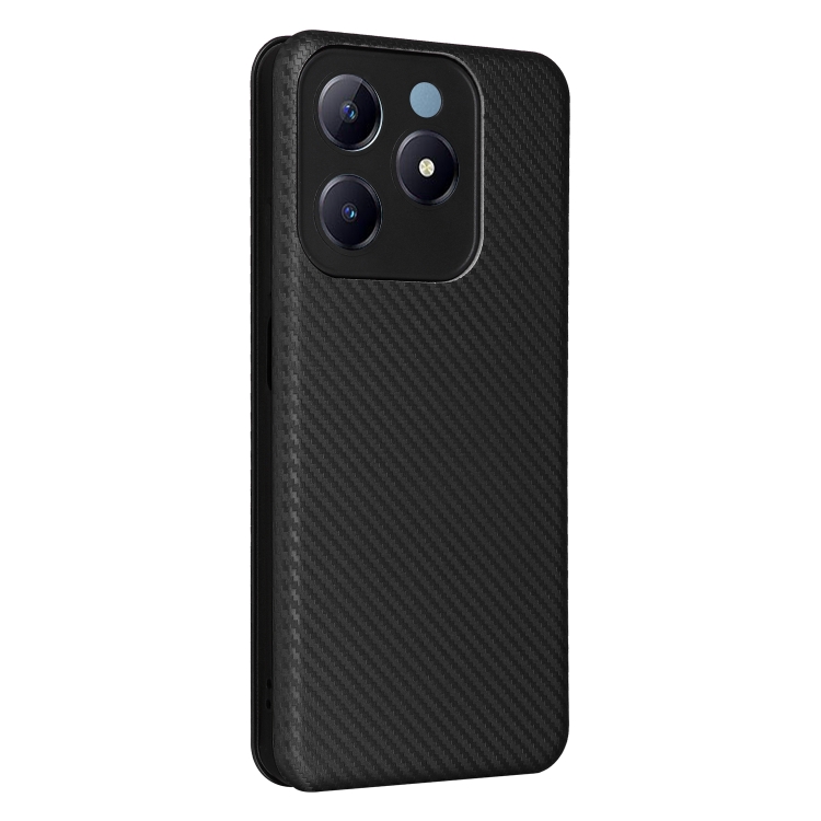 For Realme C61 / C63 Carbon Fiber Texture Flip Leather Phone Case(Black)