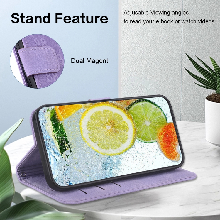 Infinix Smart 7 India / Smart 7 Plus용 더블 8자형 엠보싱 가죽 폰 케이스(퍼플)