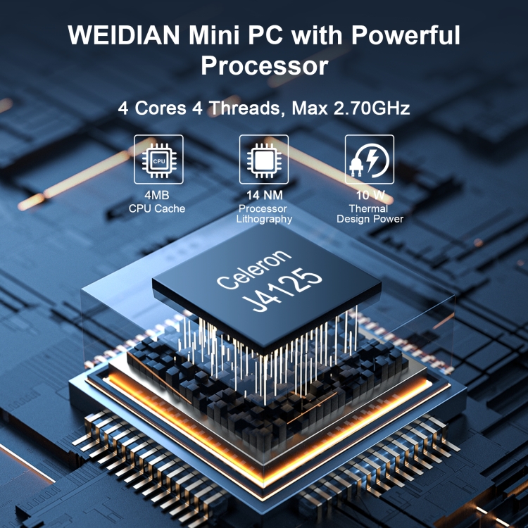 HYSTOU PO9B-J4125-4L Embedded Intel Celeron J4125 Processor Four Network Ports Mini Host ...