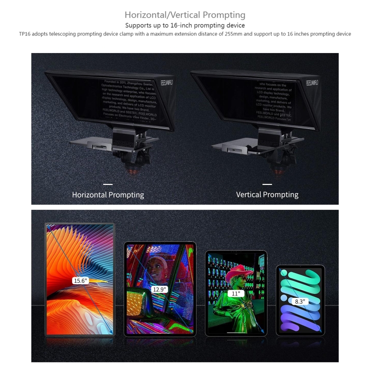 FEELWORLD TP16 16 inch Tablet Horizontal Vertical Prompting Folding ...